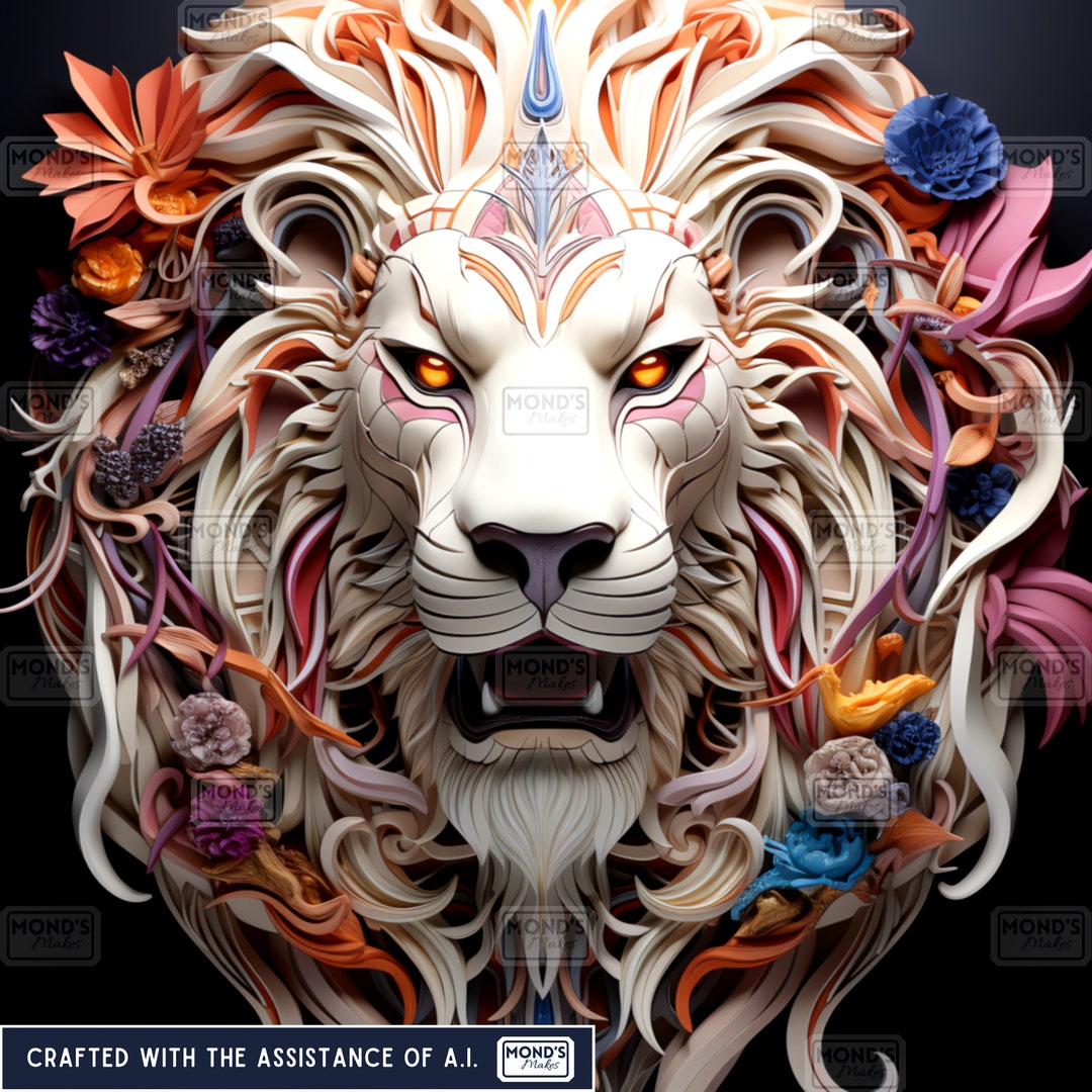 Unique Lion Head Wall Art Print HD PNG Image Instant Digital Download ...
