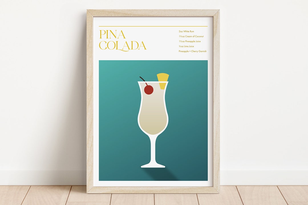 Pina Colada Wall Art Cocktail Digital Print Mixology Printable Wall Art ...