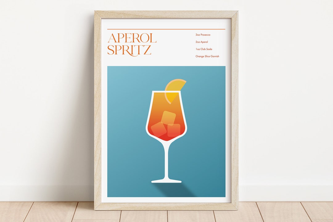 Aperol Spritz Wall Art Mixology Poster Bar Cart Print Cocktail Home ...