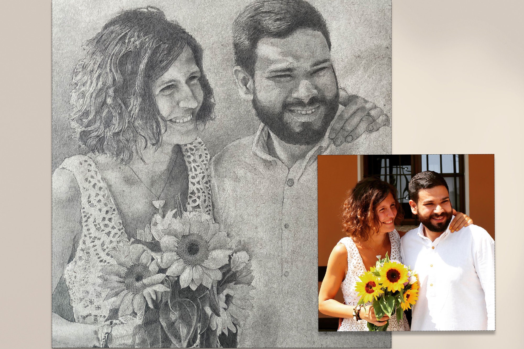 Custom 5x7 Pencil Drawing Personal Artwork Portrait Hand Drawn Art From ...