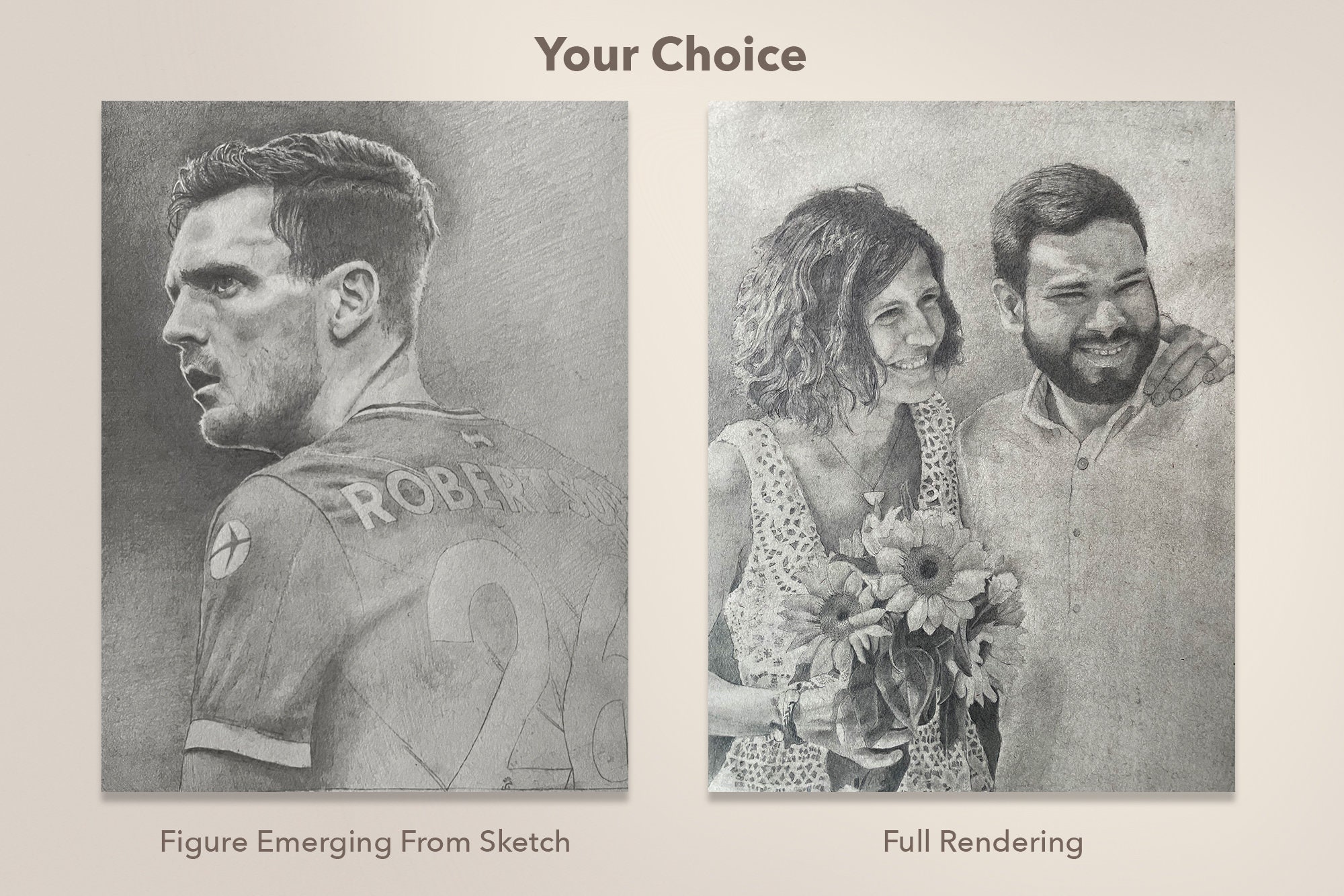 Custom 5x7 Pencil Drawing Personal Artwork Portrait Hand Drawn Art From ...