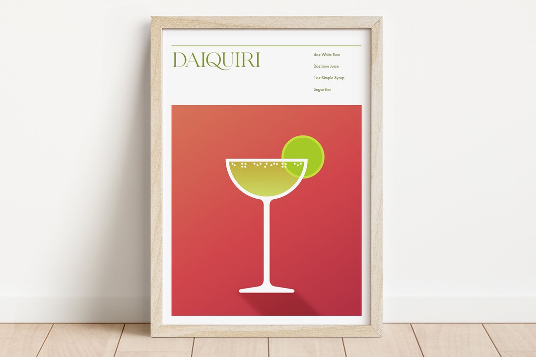 Daiquiri Poster Cocktail Wall Art Mixology Printable Wall Art Daiquiri ...