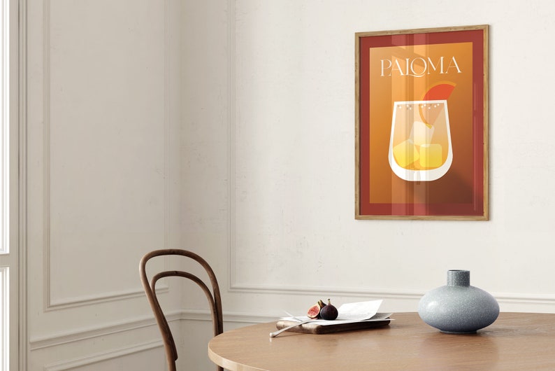 Paloma Wall Art Cocktail Poster Bar Cart Wall Art Tequila Print Paloma ...
