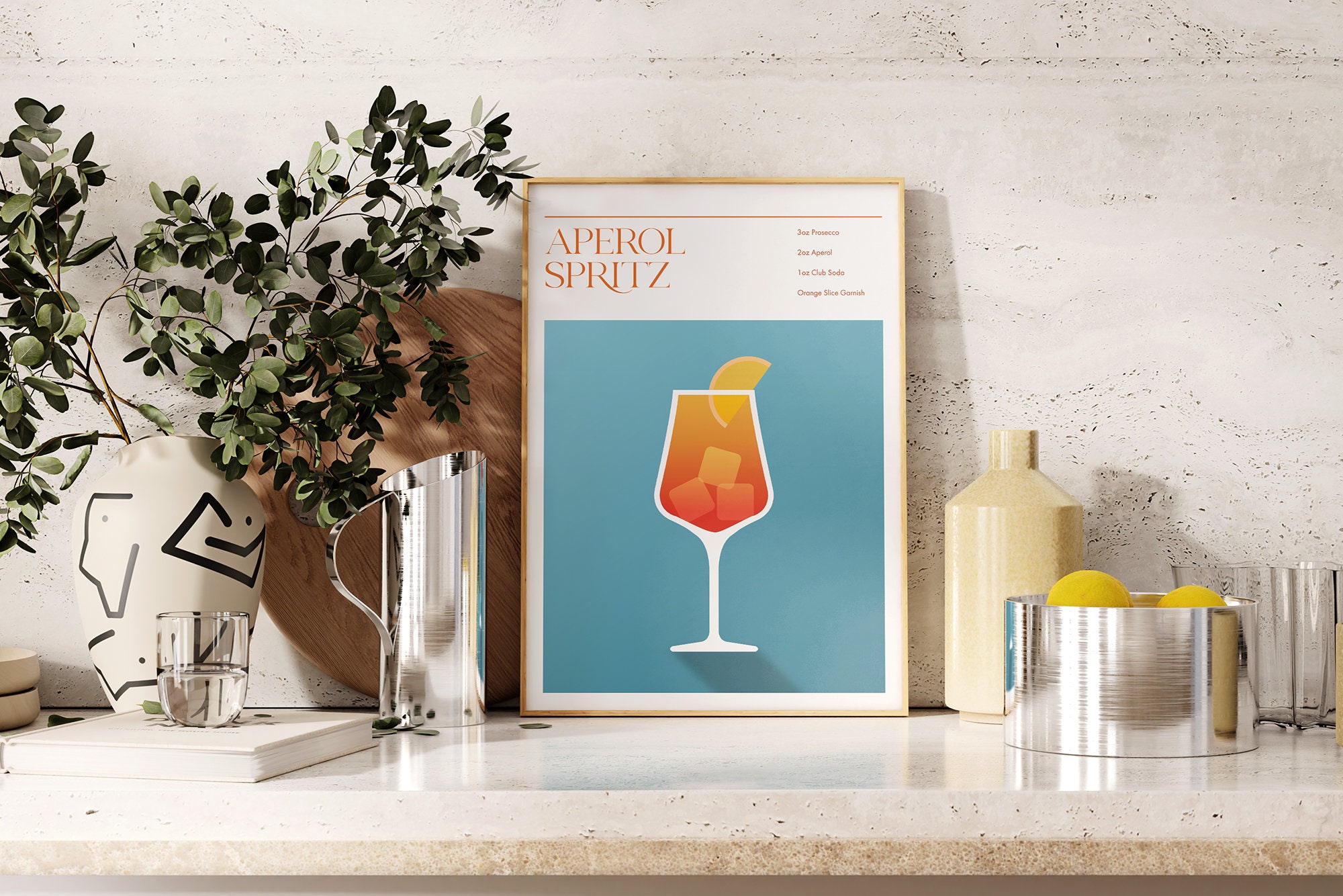 Aperol Spritz Wall Art Mixology Poster Bar Cart Print Cocktail Home ...
