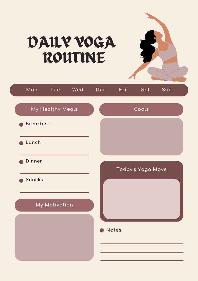 Yoga Planner || Planner Template || Daily Yoga Journal || Yoga Routine ...