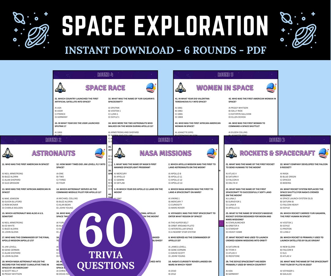Space Exploration Trivia Questions Printable | Fun Astronomy Quiz ...
