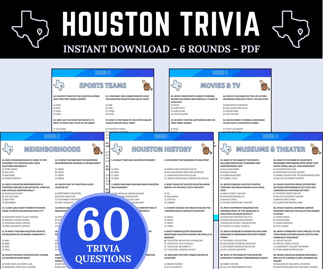 Houston Quiz | Houston Trivia Game | Printable Houston Trivia | Fun ...