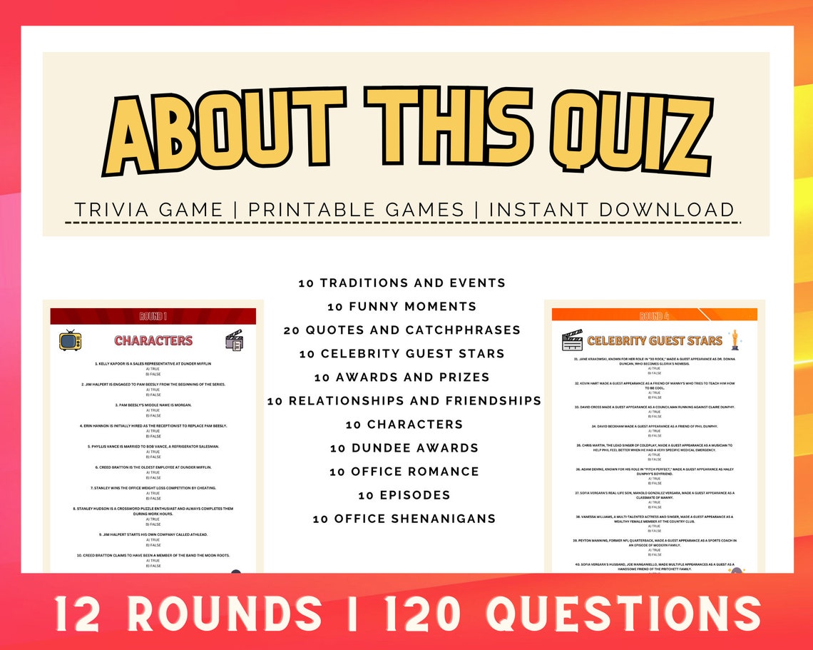 Trivia Bundle | Modern Family & the Office True or False | Printable ...