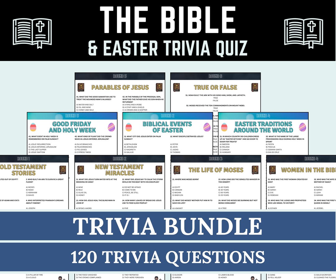 The Bible Trivia and Easter Trivia Game Bundle | Christian Faith Quiz ...