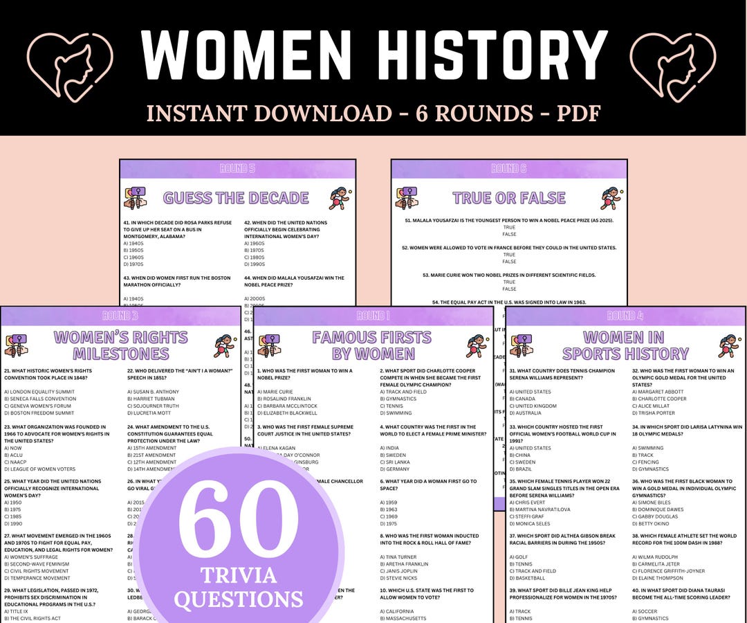 Women’s History Trivia Game | Printable International Women’s Day ...