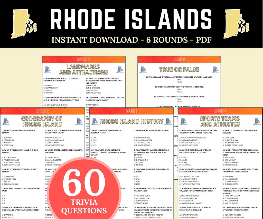 Rhode Island State Trivia Game Printable | Fun Facts About Rhode Island ...