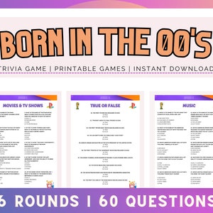Born in the 00's Trivia | Printable Trivia Game | 60 Trivia Night ...