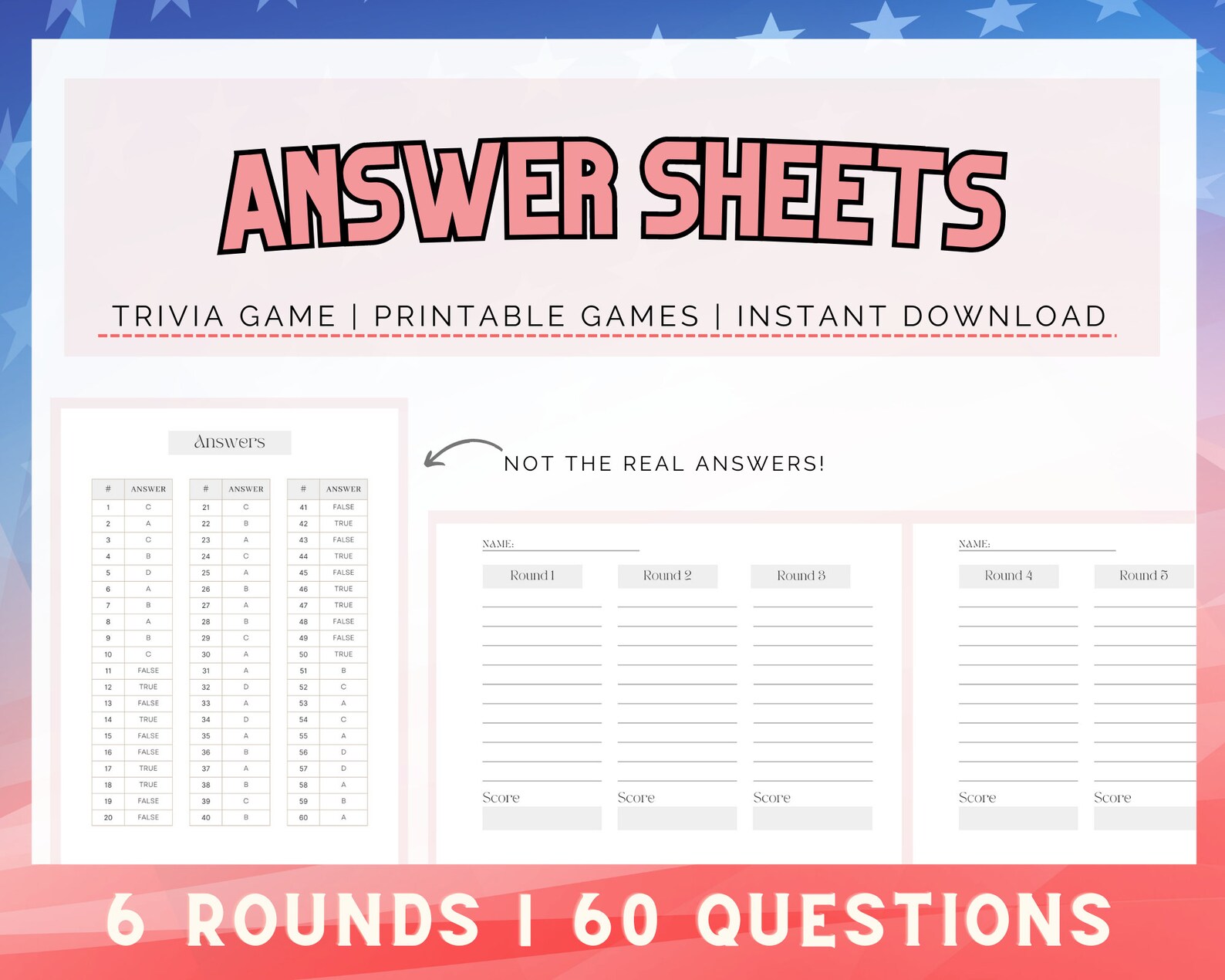 United States President Trivia | Printable Trivia Game | 60 Trivia ...