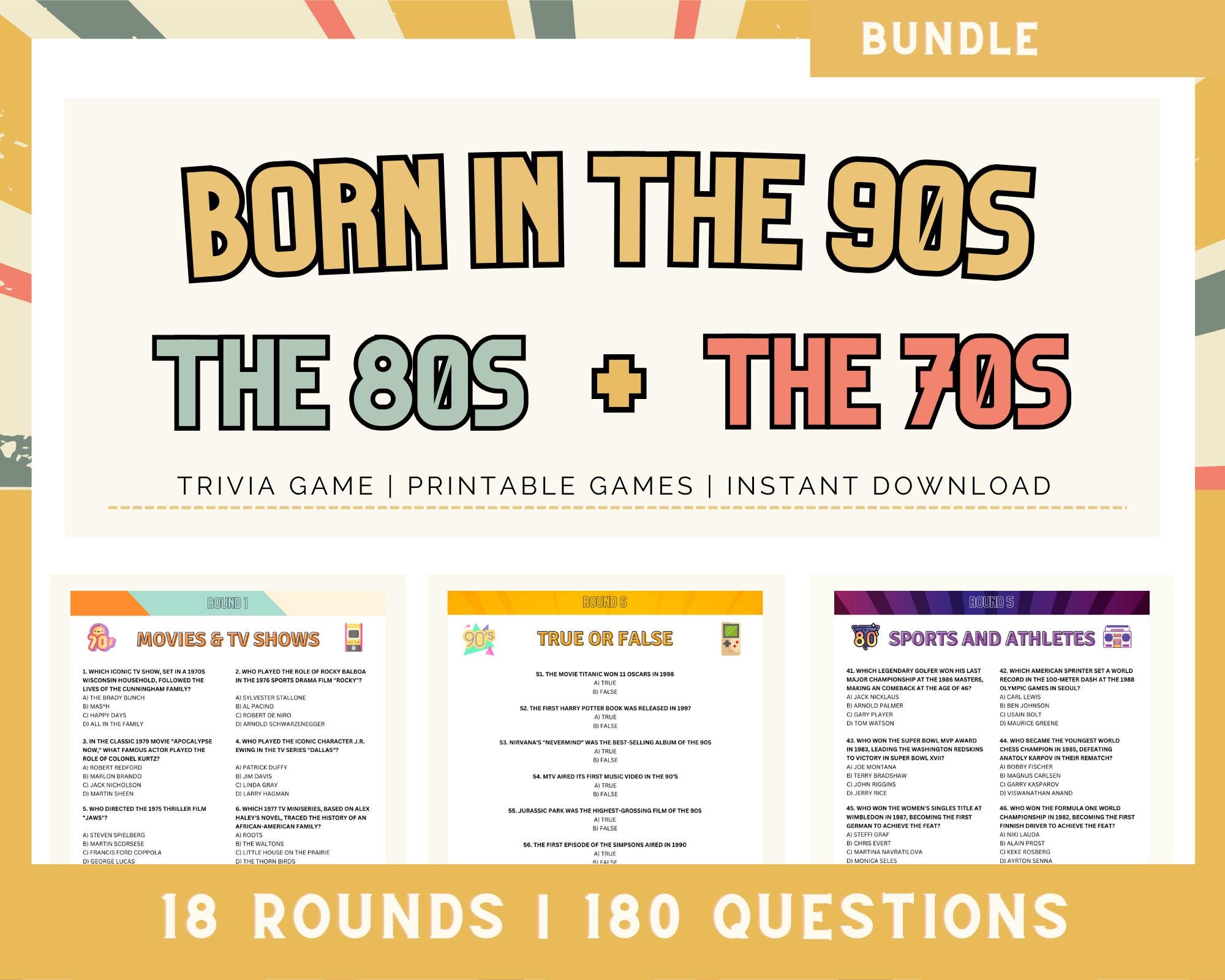Trivia Bundle | Born in the 90s Trivia | Born in the 80s Trivia | Born ...