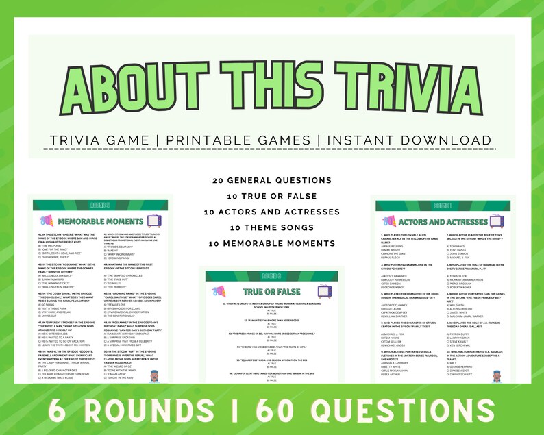 80s Sitcoms Trivia | Printable 1980s TV Quiz | Born in the 80s Trivia ...
