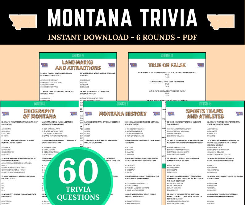 Montana Trivia Questions Printable | Test Your Knowledge of Montana ...