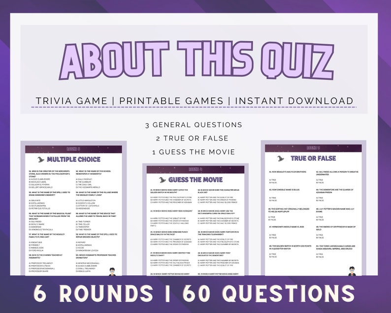 HP Trivia | Printable Trivia Game | 60 Film Trivia Questions for a Fun ...