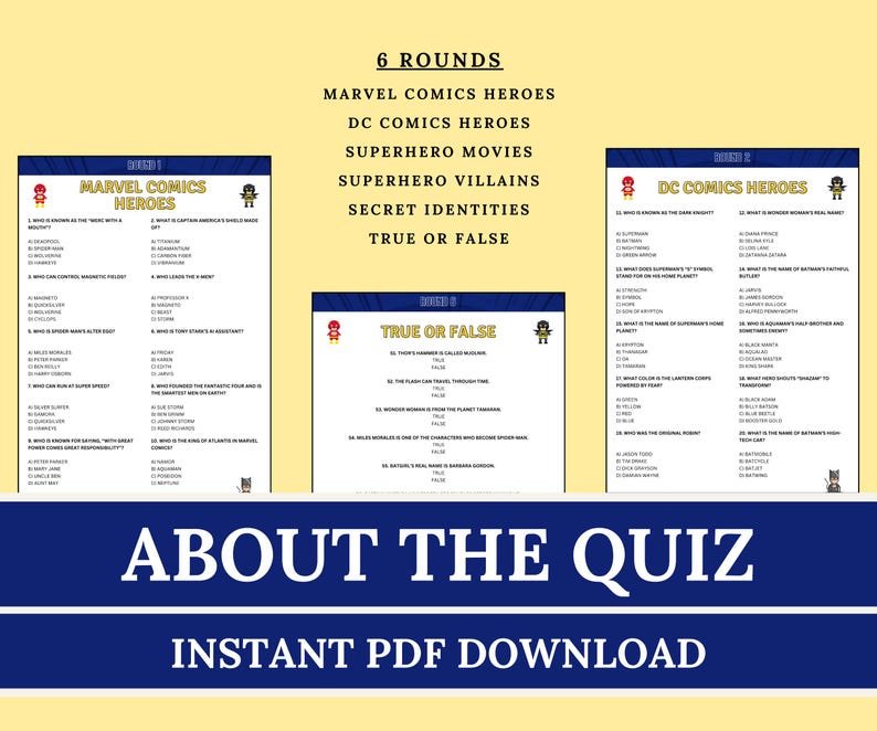 Superheroes Trivia Game | Printable Superhero Quiz Questions ...