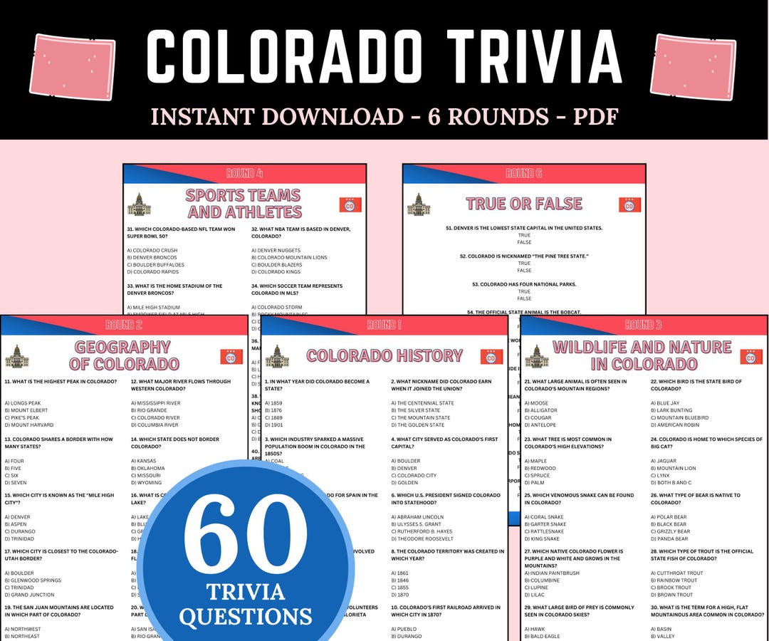 Colorado Trivia Questions | Printable US States Game for Teachers ...