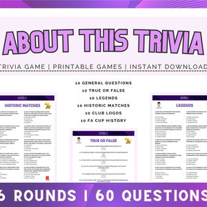English Football Trivia | Fun Printable Trivia Game | 60 Trivia ...