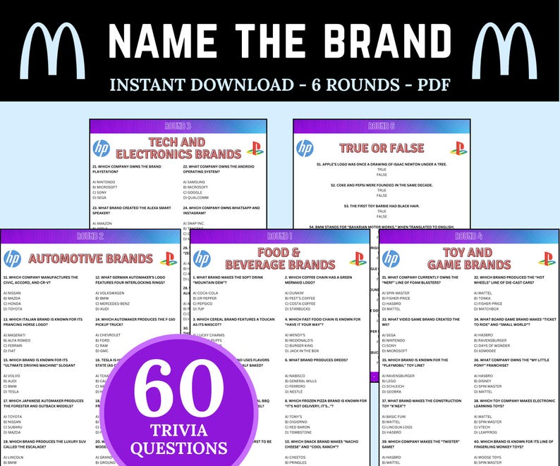 Printable Guess the Brand Trivia Game | Fun Office Party Challenge ...