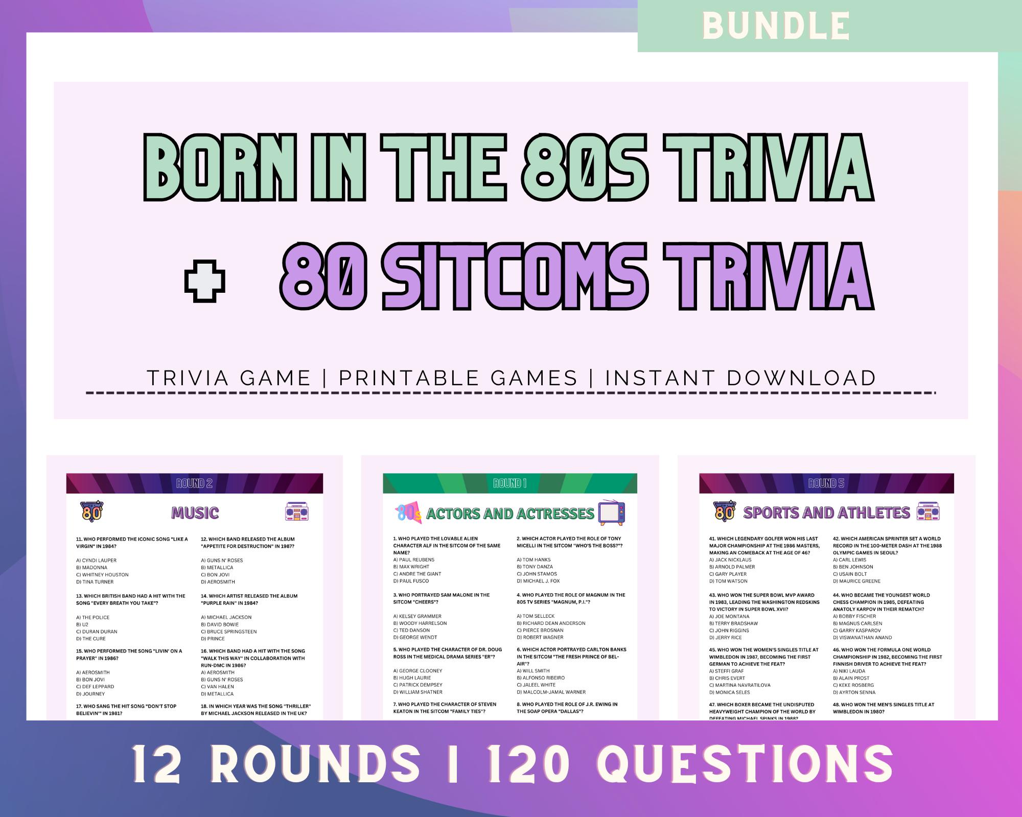 Born in the 80s Trivia & 80s Sitcoms Trivia | Trivia Bundle | 120 ...