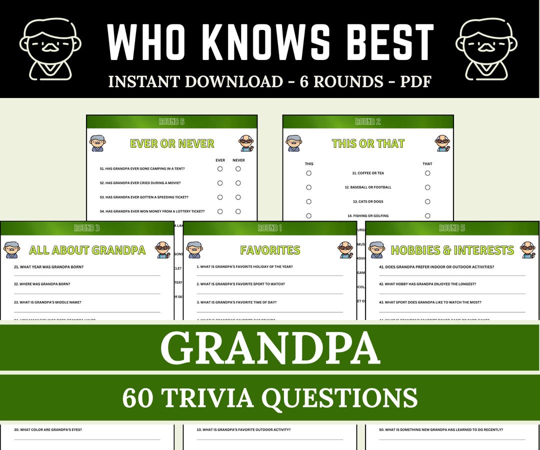 Who Knows Grandpa Best Printable Game | Celebrating Father’s Day or ...
