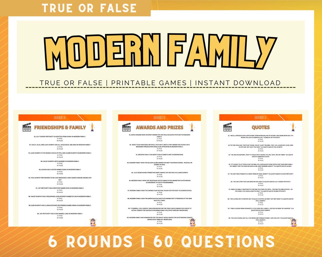 Modern Family True or False Trivia | Fact or Fiction Game | 60 True or ...
