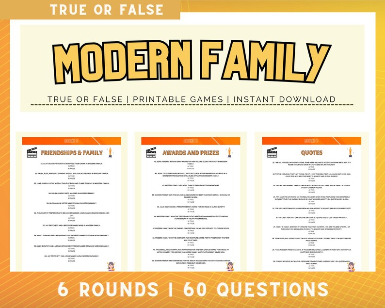 Modern Family True or False Trivia | Fact or Fiction Game | 60 True or ...
