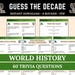 Guess the Decade World History Trivia | Printable Educational History ...