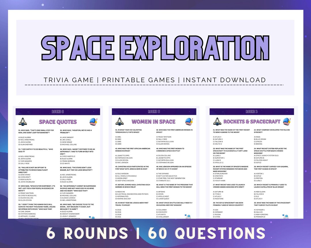 Space Exploration Trivia Printable | Educational Classroom Game ...