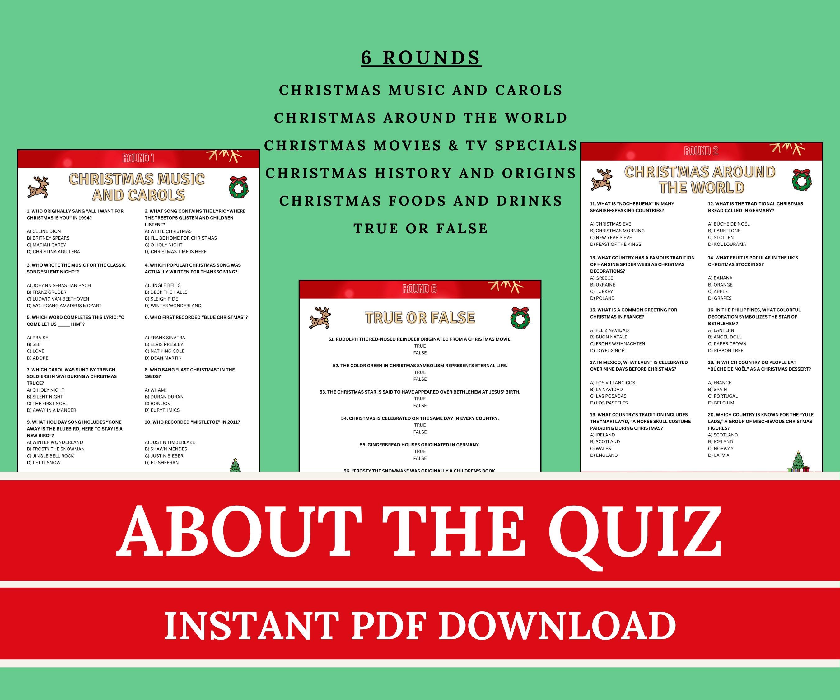Christmas Trivia Game | Printable Christmas Party Games | Christmas ...