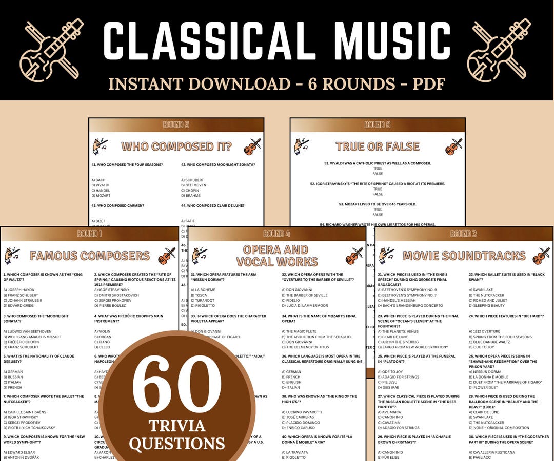 Classical Music Trivia Game | Printable Classical Music Questions ...