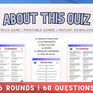 American History Trivia | Printable Trivia Game | Trivia Night ...