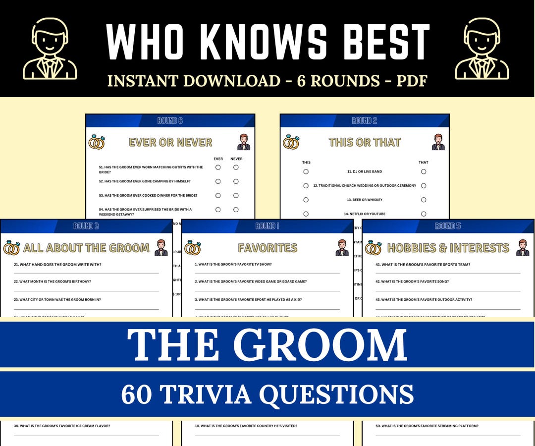 Who Knows the Groom Best Trivia | Printable Groom Quiz | Fun Bachelor ...