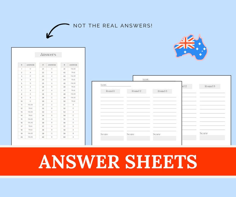 Australia Trivia Game | Australia Day Quiz | Australia Day Activity ...
