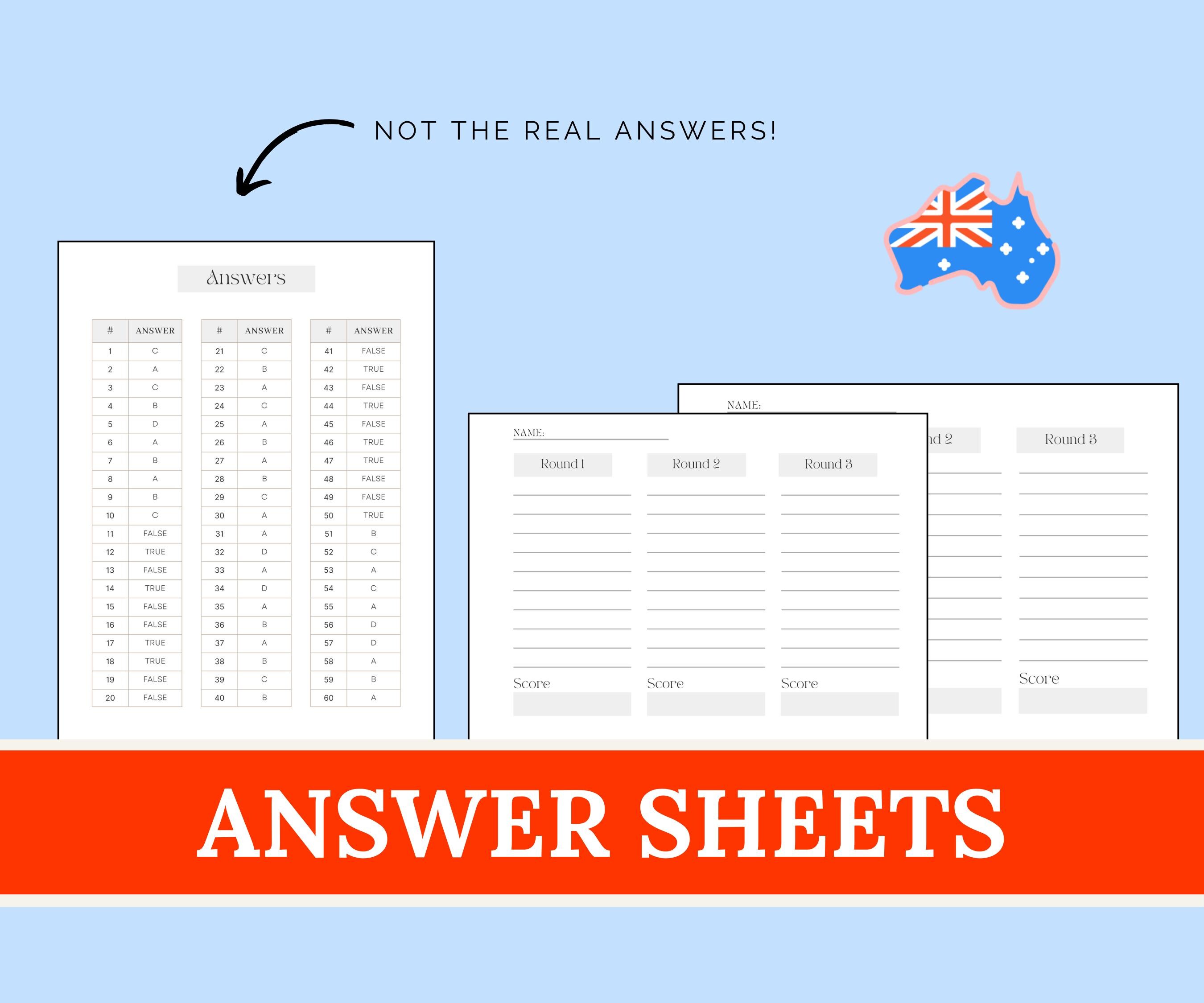 Australia Trivia Game | Australia Day Quiz | Australia Day Activity ...