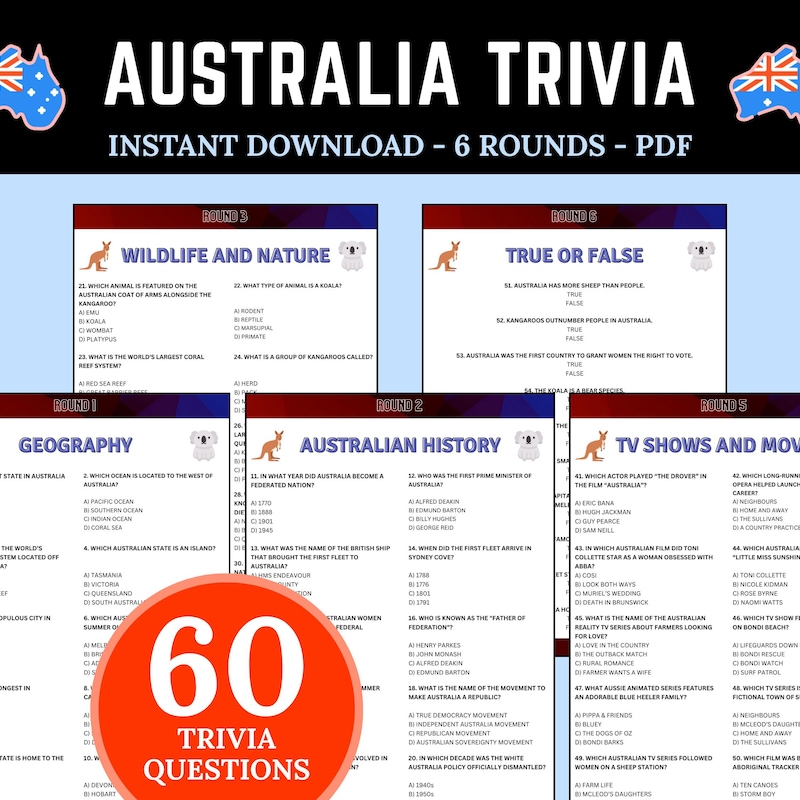 The Australian Quiz - Etsy
