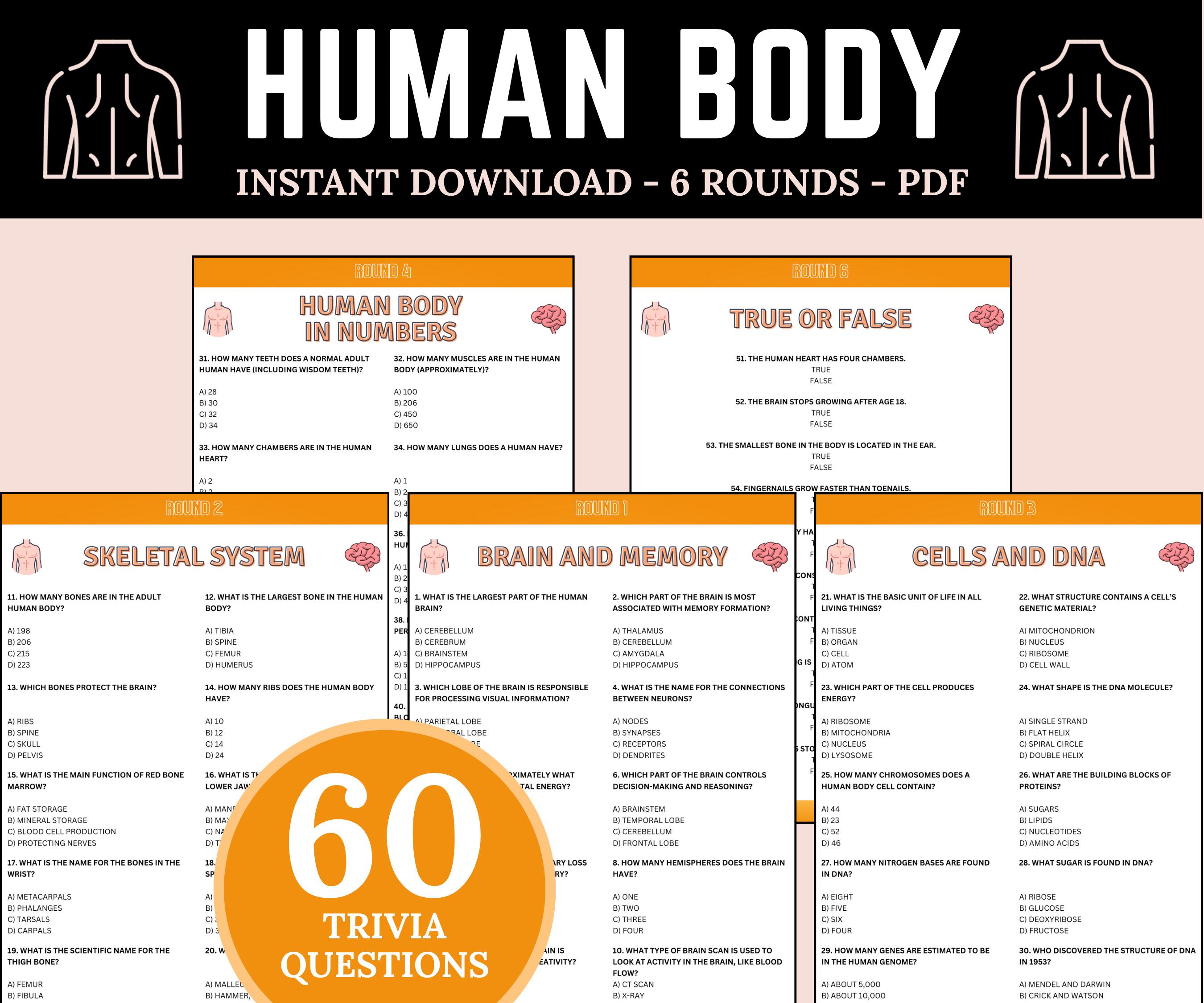 Human Body Trivia Game | Anatomy Trivia | Questions for Science Lovers ...
