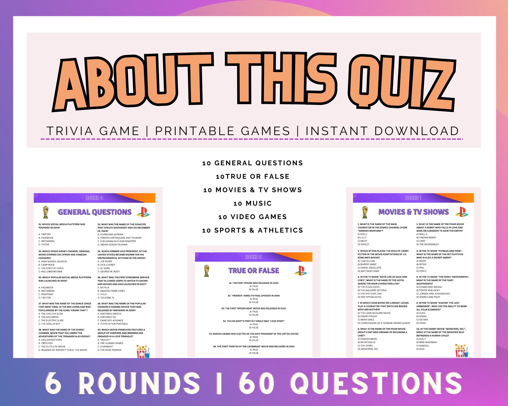Born in the 00's Trivia | Printable Trivia Game | 60 Trivia Night ...