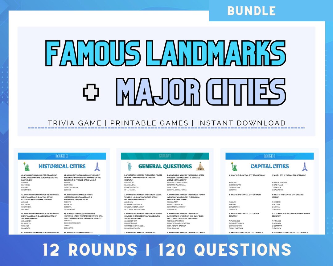 Major Cities Trivia | Famous Landmarks Trivia | 120 Trivia Questions ...
