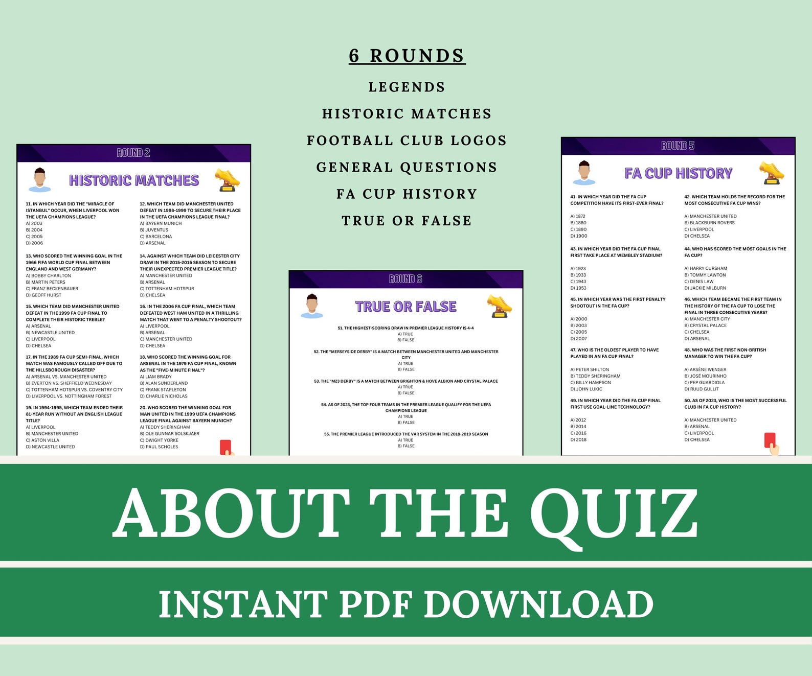 English Football Trivia | Printable Football Quiz Game | Football Fans ...