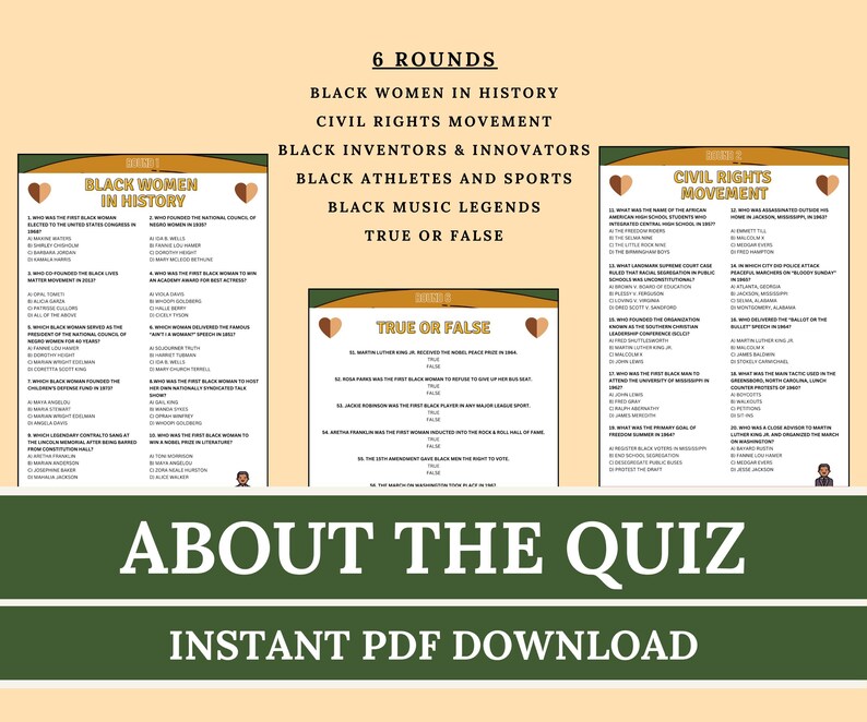 Black History Month Printable Trivia Game | Educational Black History ...