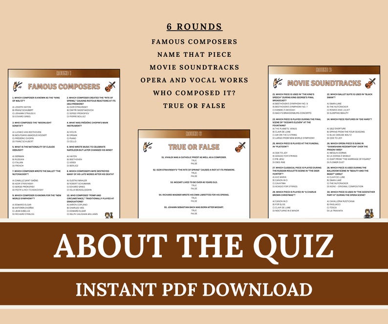 Classical Music Trivia Game | Printable Classical Music Questions ...