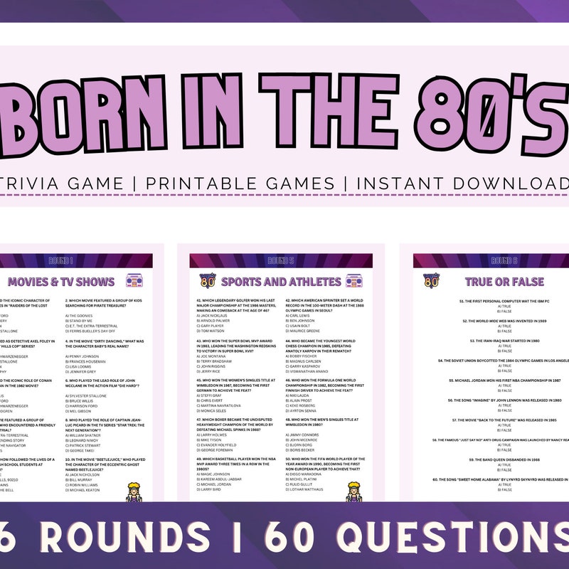 80s Trivia - Etsy
