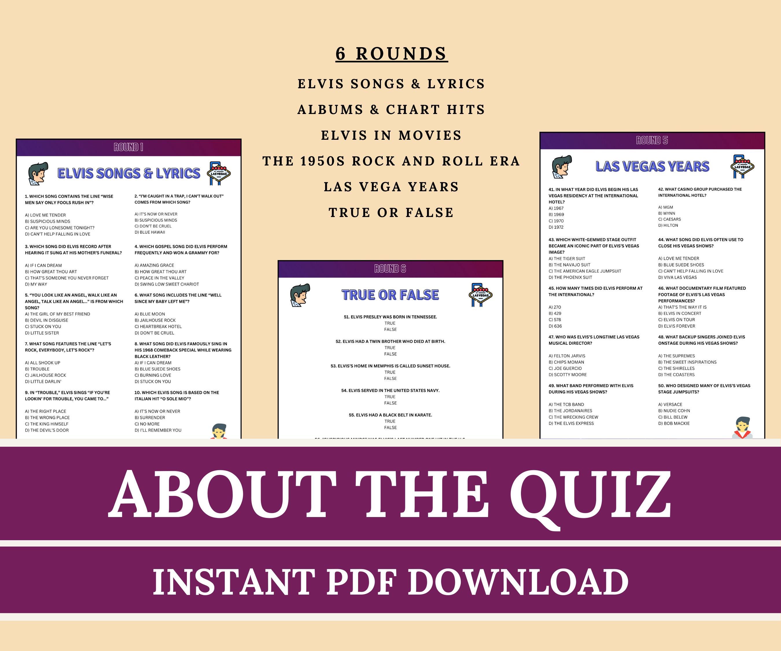 Quiz su Elvis Presley / Quiz sul Rock and Roll / 60 domande per la ...
