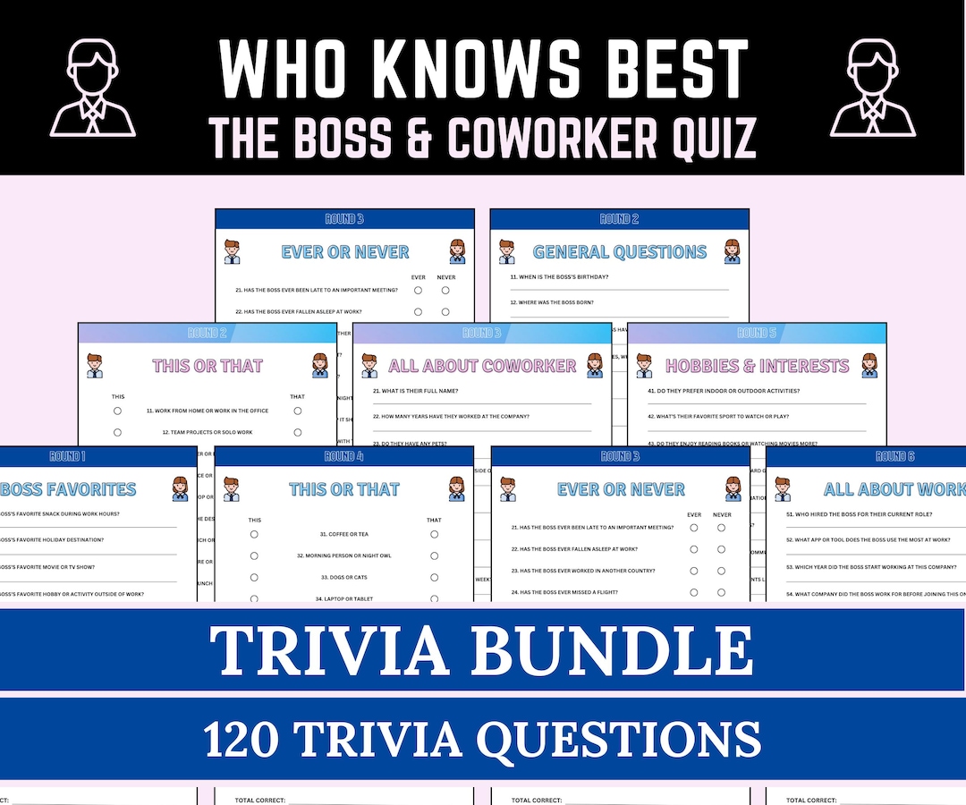 Who Knows Best Work Trivia Bundle, Who Knows Me Best Quiz, Fun Office ...
