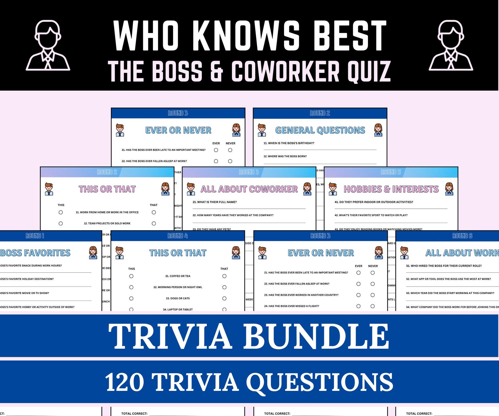 Who Knows Best Work Trivia Bundle, Who Knows Me Best Quiz, Fun Office ...