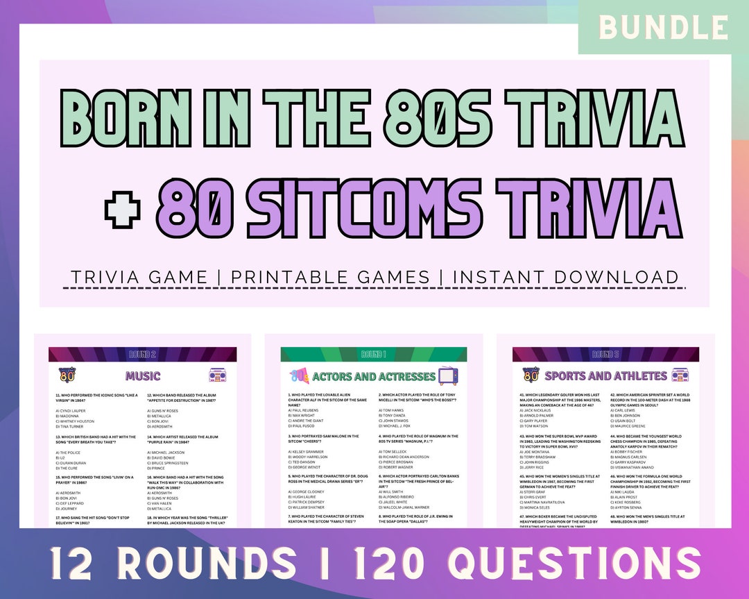 Born in the 80s Trivia & 80s Sitcoms Trivia Trivia Bundle 120 Trivia ...