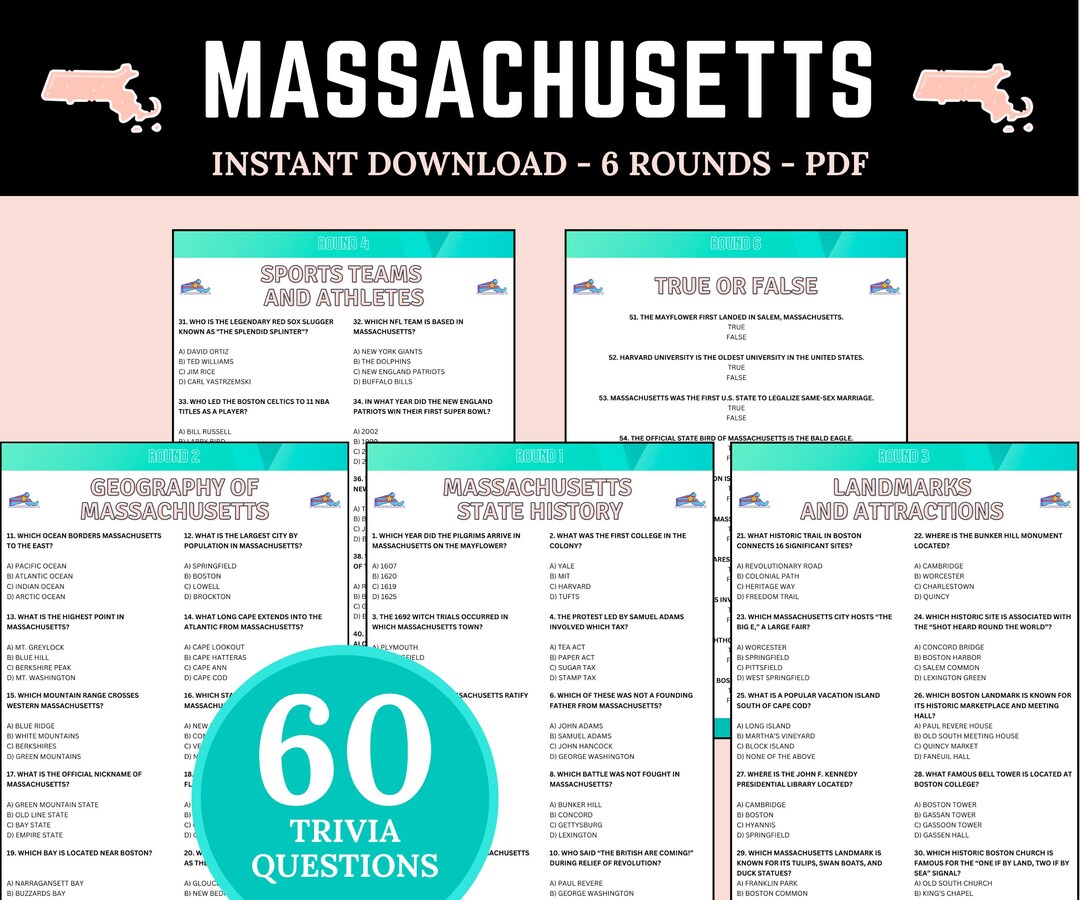 Massachusetts Trivia Questions Printable | Fun Massachusetts Road Trip ...